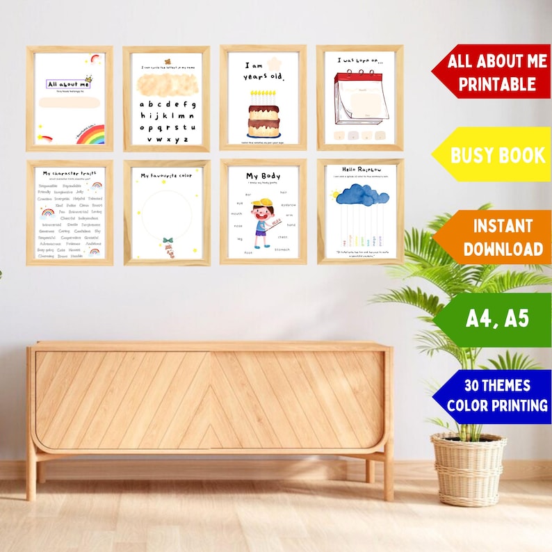 Printable 'all About Me' for Preschoolers, Toddlers, Birthday Busy Book ...