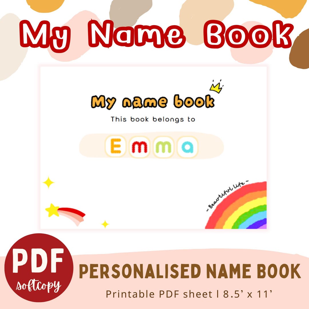 Printable Personalized Name Book | Name Tracing Sheet | Name Writing ...