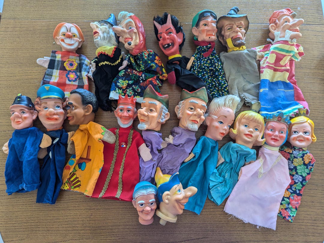 19x Vintage Kasperle Punch and Judy Figures Hand Puppets 50s 60s - Etsy