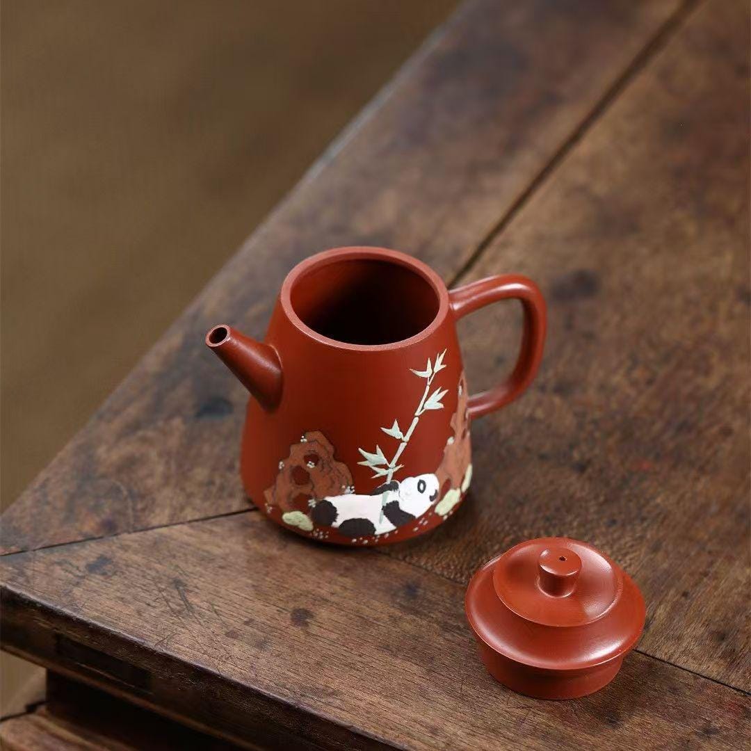 Hand-made Clay Painted Panda Hugging Bamboo Teapot, Cute and Natural - Etsy
