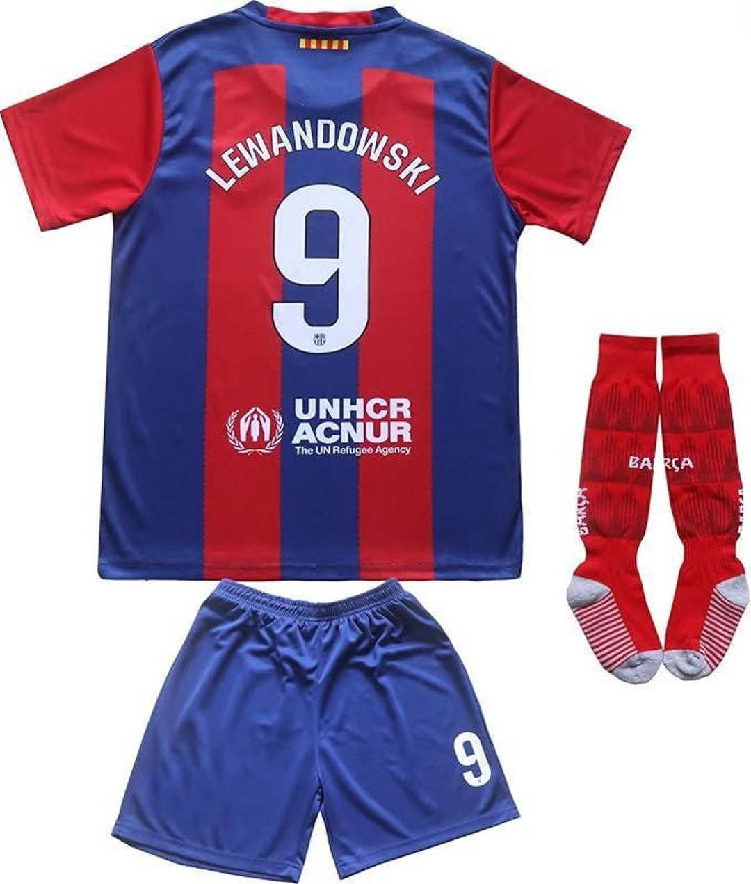 Lewandowski #9 Barcelona Kids Football Kit – Full Set With Jersey ...