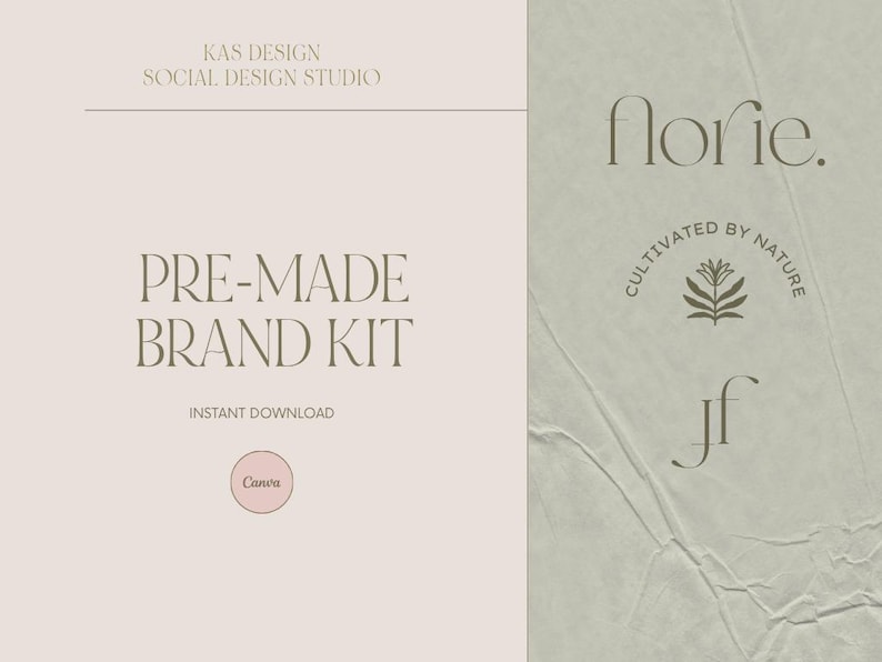 Premade Brand Kit Logo Design | Luxury Hand Drawn Branding Kit ...