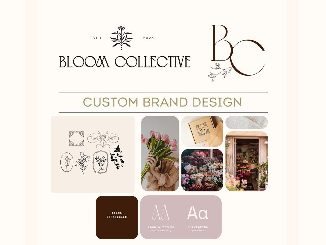Custom Full Brand Identity, Branding Kit, Florist, Logo Design, Small ...
