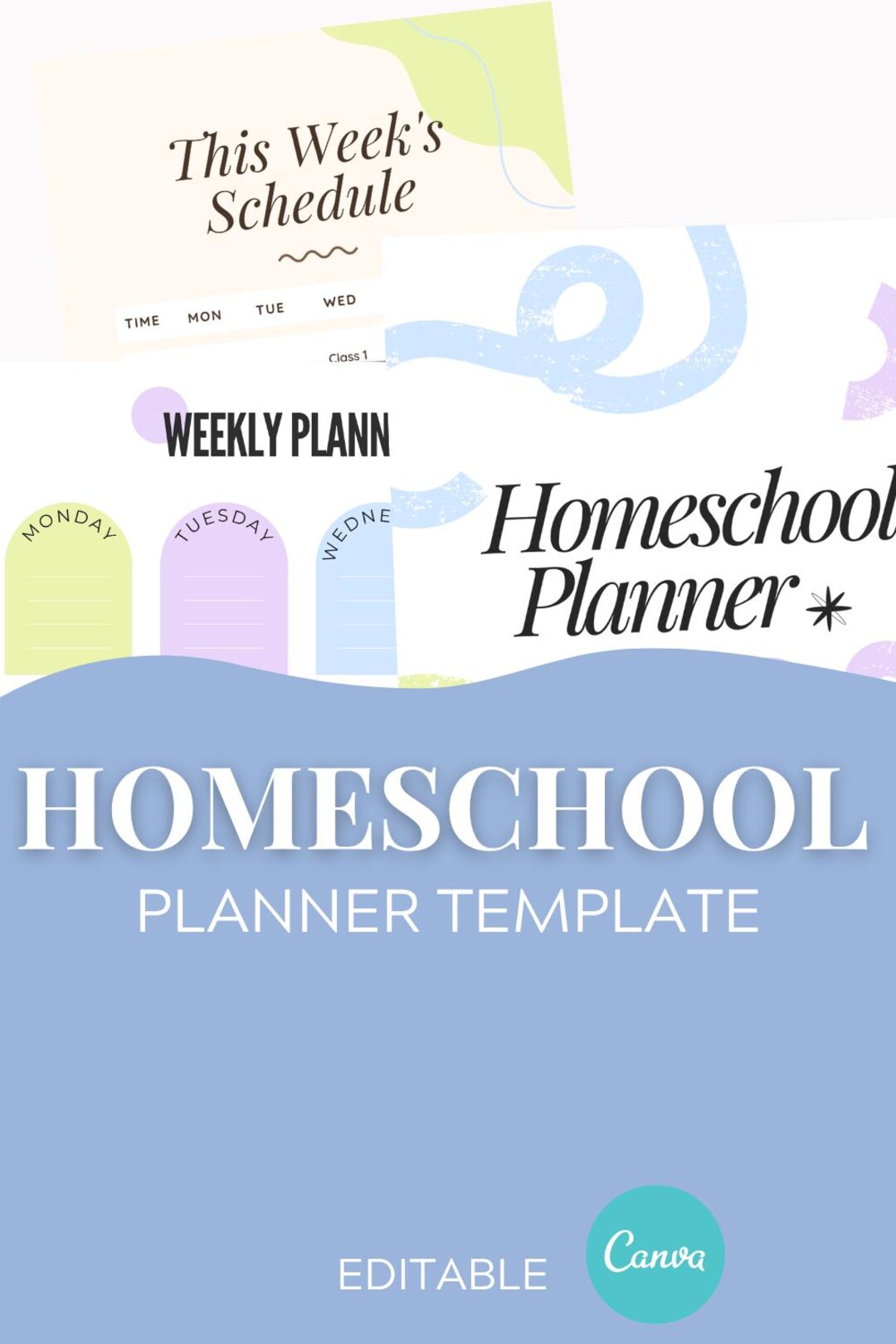 Editable Homeschool Planner | Modern & Bold | Weekly Schedule ...