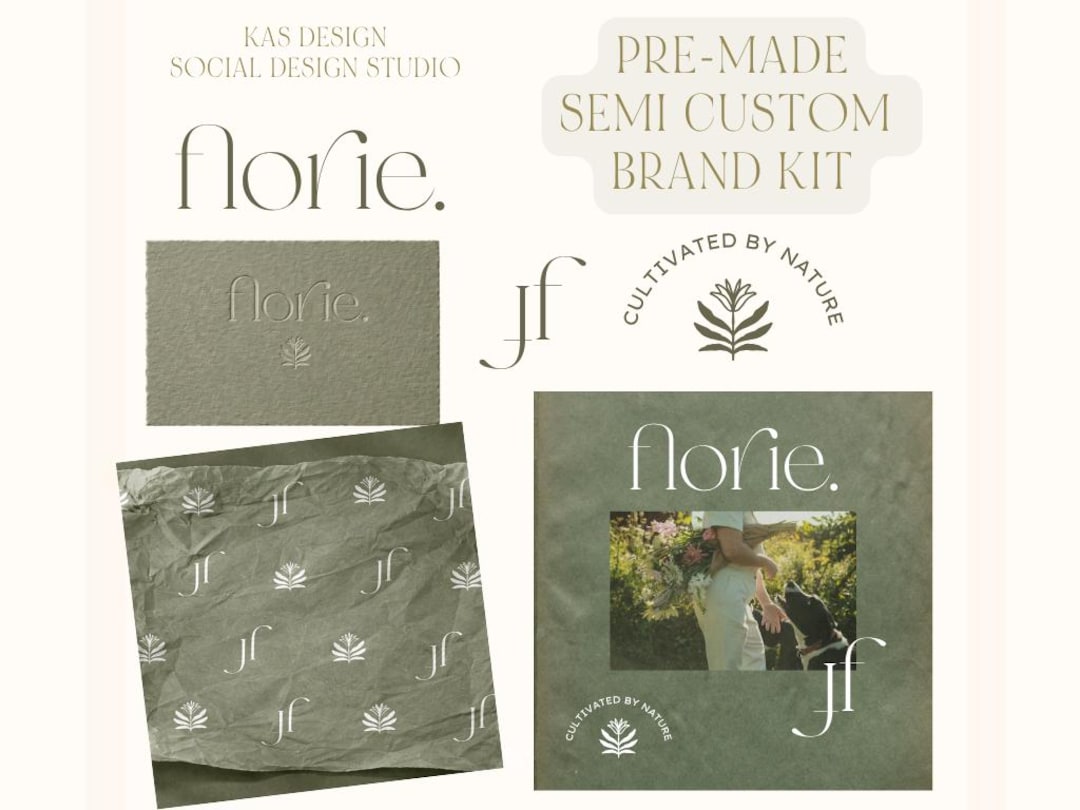 Premade Brand Kit Logo Design | Luxury Hand Drawn Branding Kit ...
