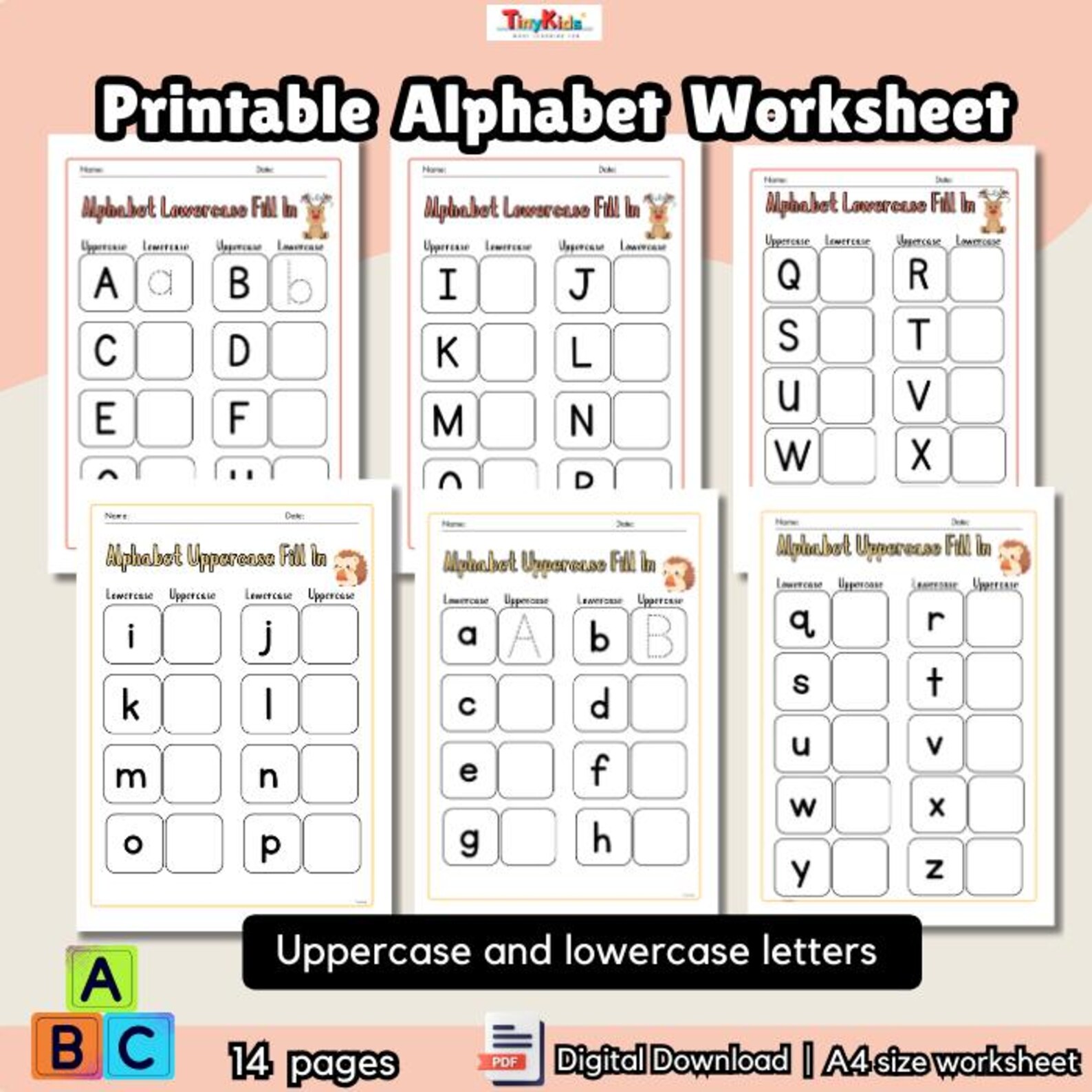 Alphabet Tracing and Handwriting Worksheets Kindergarten, Homeschool ...