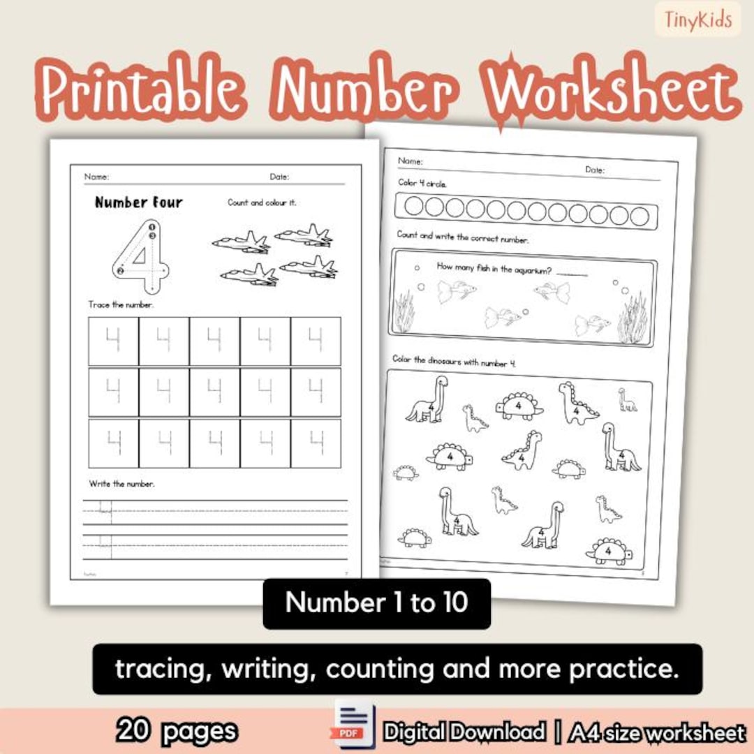 Printable Number 1 to 10 Learning Worksheets for Kindergarten ...