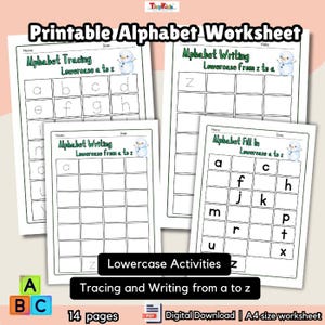 Alphabet Tracing and Handwriting Worksheets Kindergarten, Homeschool ...