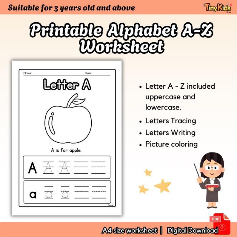 Let's Learn Alphabet a to Z| Letter Tracing and Writing| Picture ...