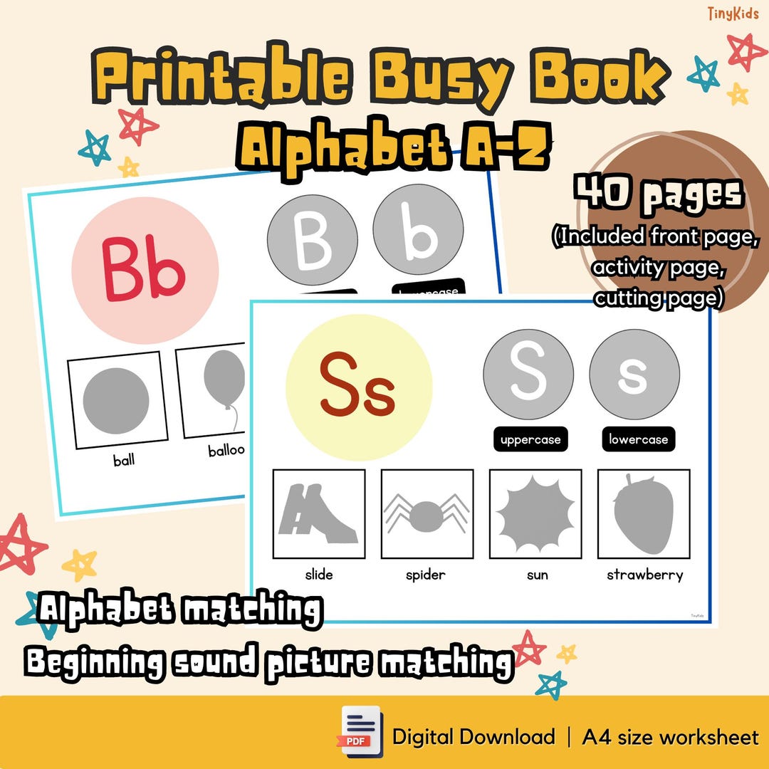 Printable Alphabet Matching Busy Book for Kids, Toddlers, Preschoolers ...
