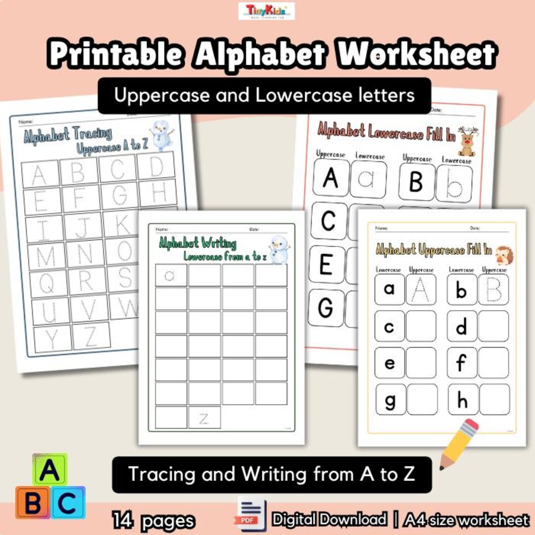 Alphabet Tracing and Handwriting Worksheets Kindergarten, Homeschool ...