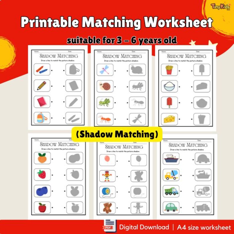 Printable Matching Worksheet for Toddlers and Kids Picture Matching ...