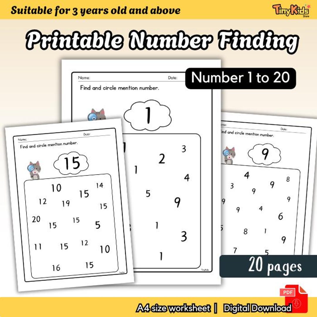Find the Number 1 - 20 Worksheet| Find and Circle the Number for ...