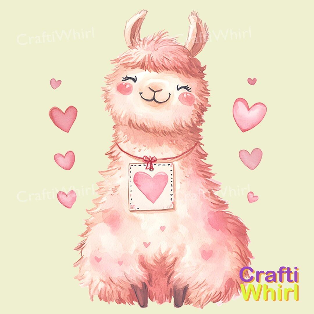 Cute Lama Png, Valentines Png, Heart Lama, Bougie Lama, Cutie Lama, Can ...