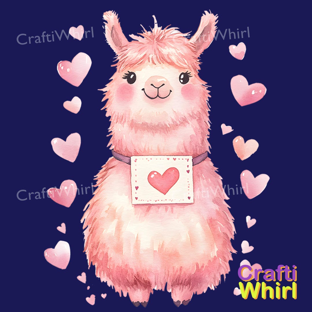 Cute Lama Png, Valentines Png, Heart Lama, Bougie Lama, Cutie Lama, Can ...