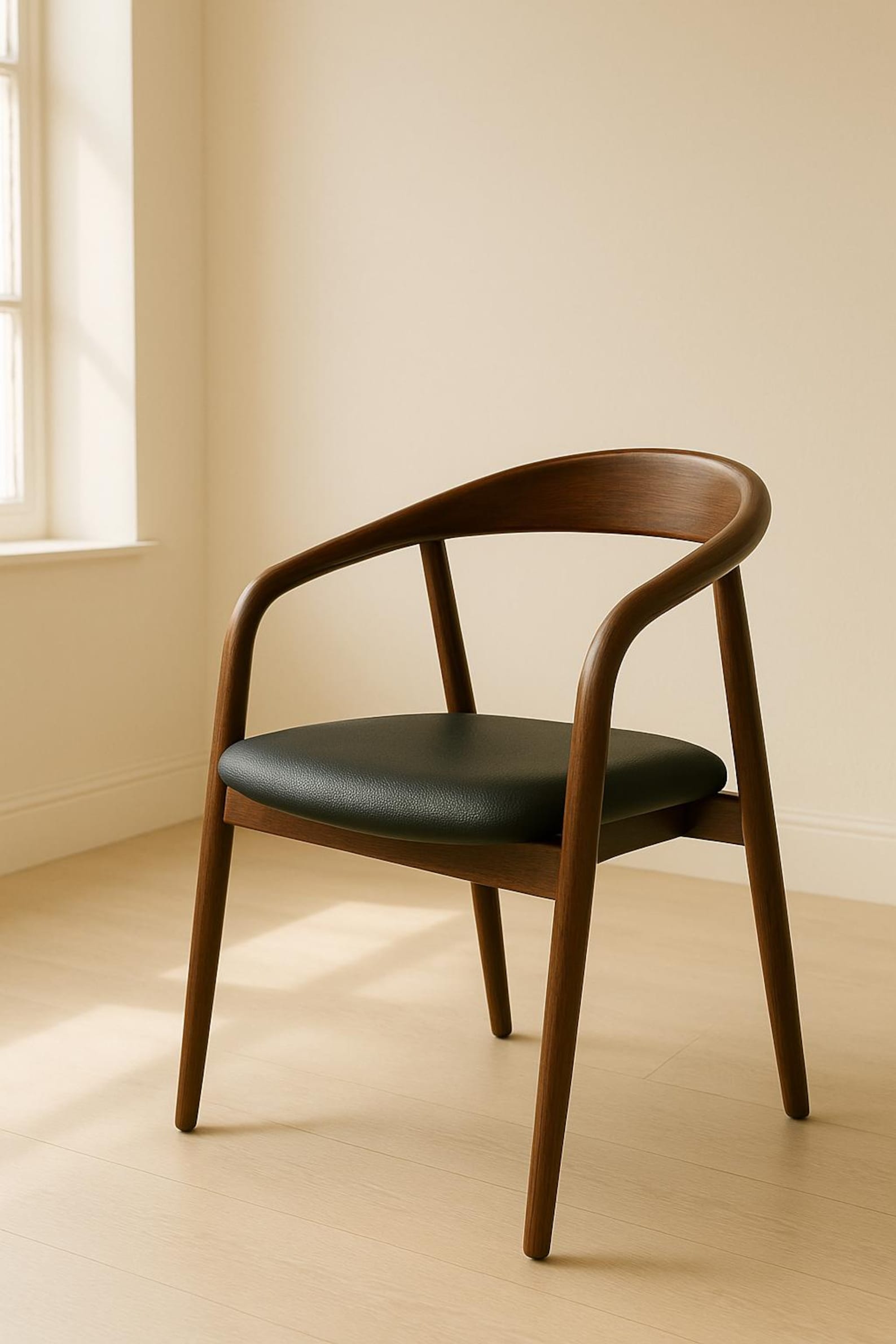 Modern Dining Chair, Handmade Solid Wood Chair With Dark Walnut Finish ...