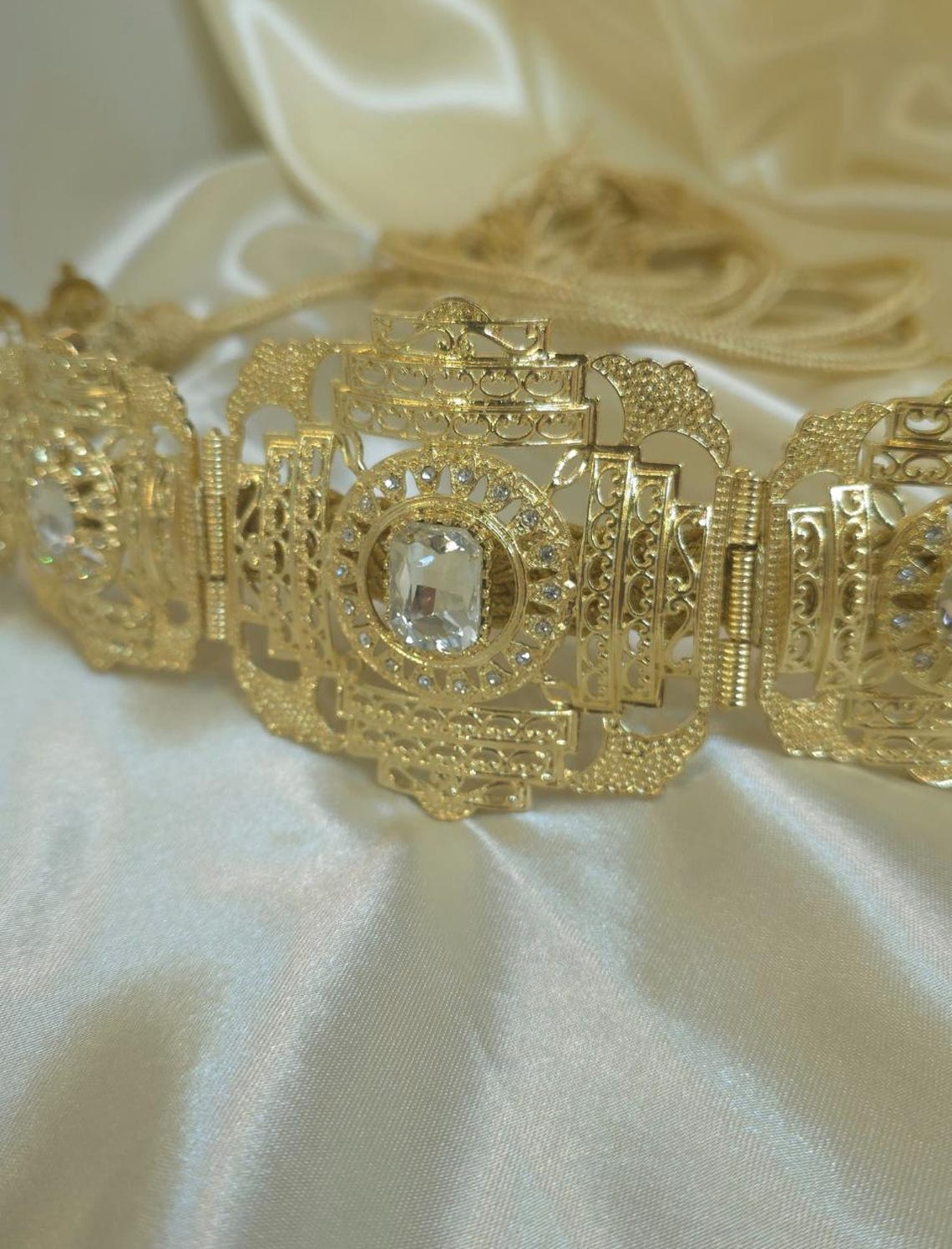 Moroccan Gold Belt for Caftan With Strings, Wedding Belt, Hand Crafted ...