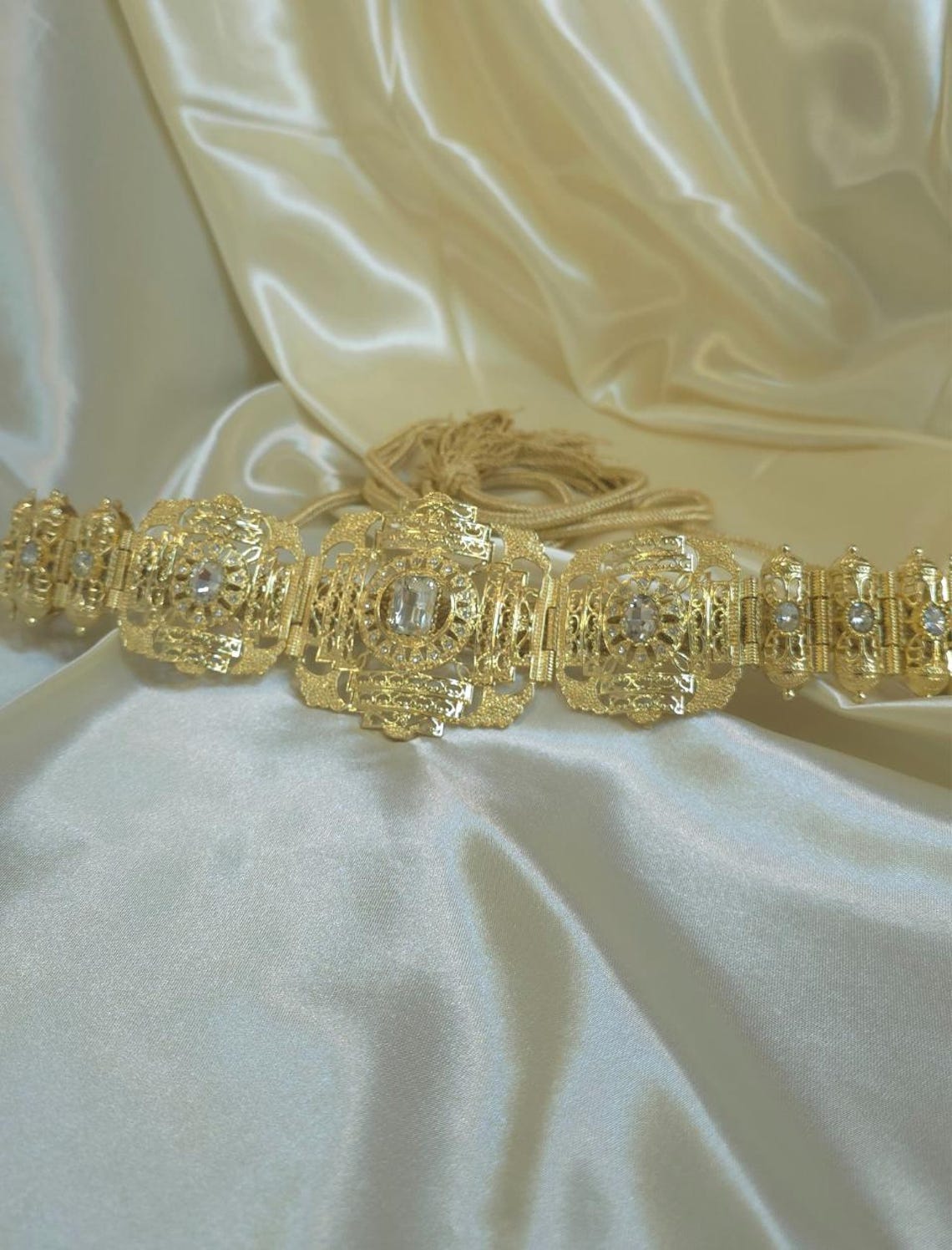 Moroccan Gold Belt for Caftan With Strings, Wedding Belt, Hand Crafted ...