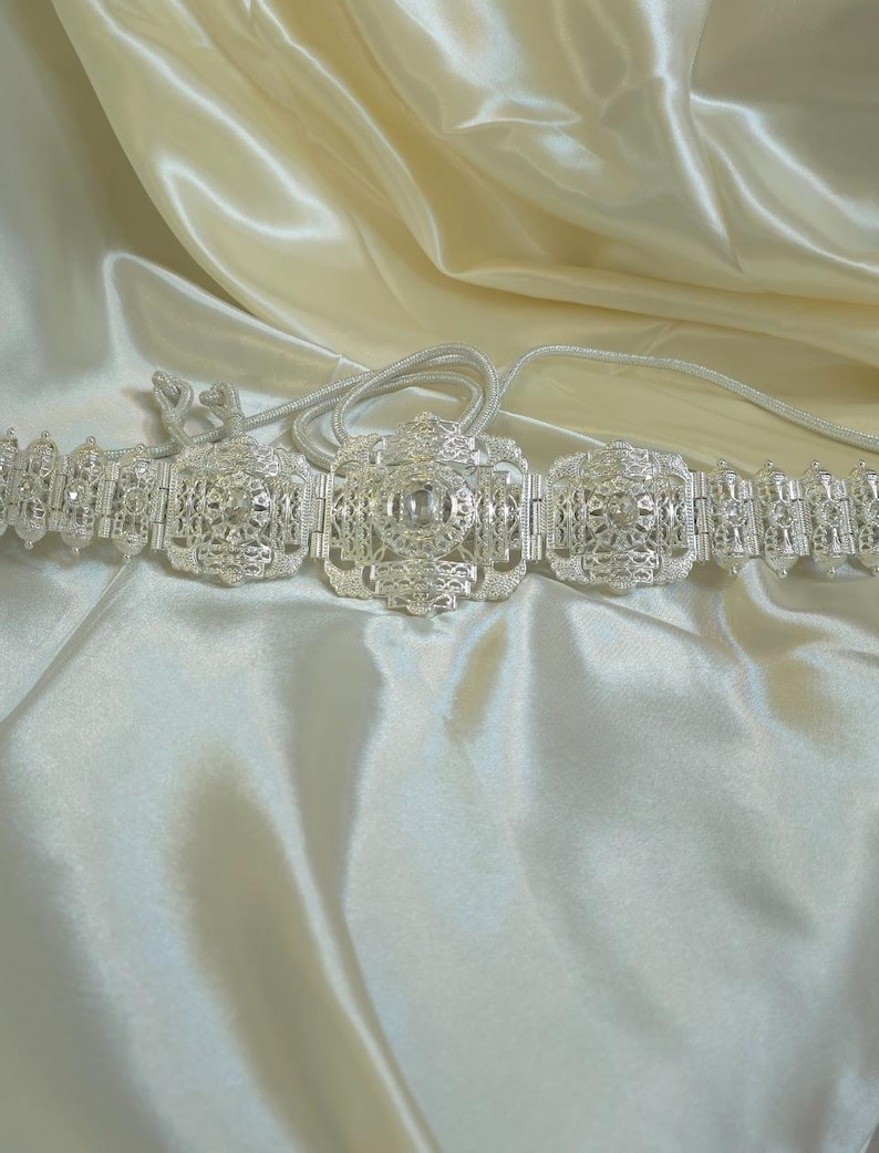 Moroccan Silver Belt for Caftan With Strings, Wedding Belt, Hand ...