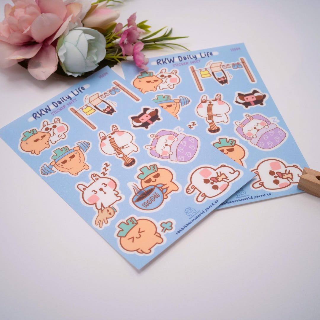 Cute Sticker Sheet, Kawaii Daily Life Sticker, Everyday Life Vinyl ...