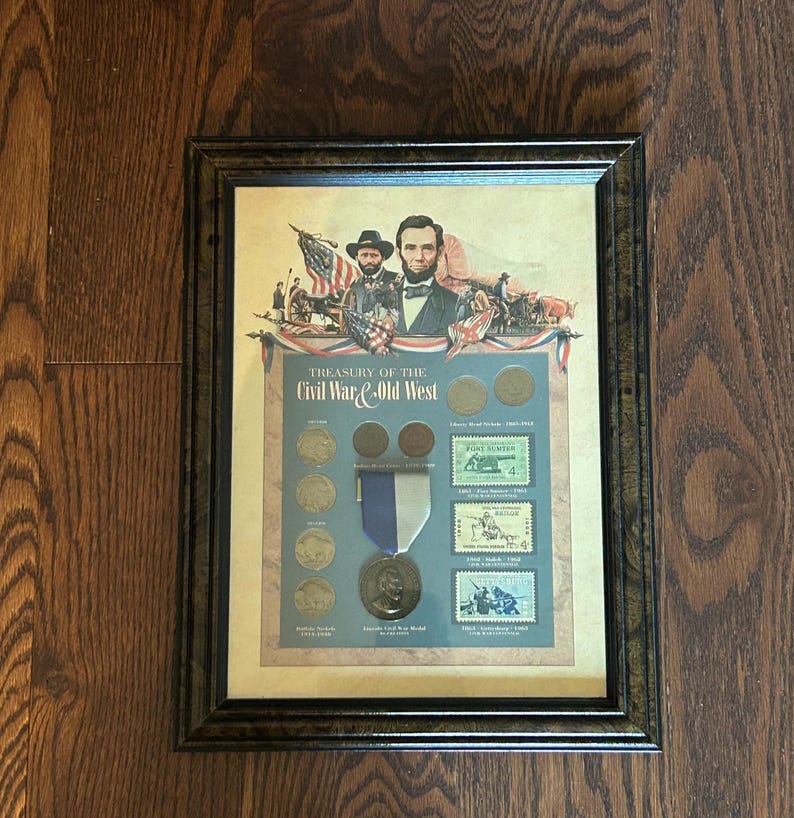 Vintage Framed Civil War & Old West Collectible Coins Liberty Coin ...
