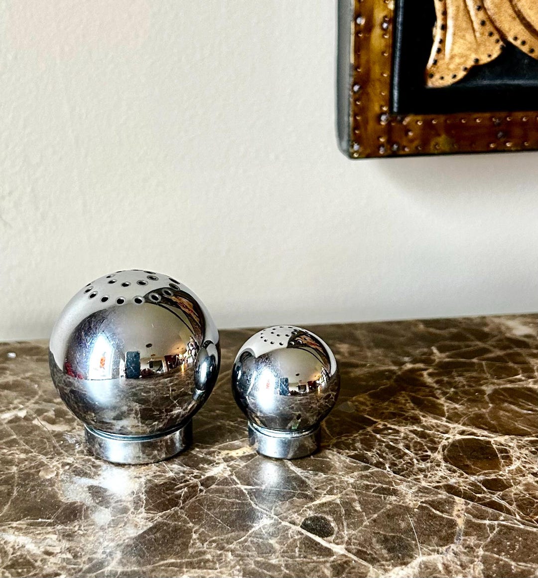 Vintage 1930s-40s Chase Russel Wright Chrome Art Deco Ball Sphere Salt ...