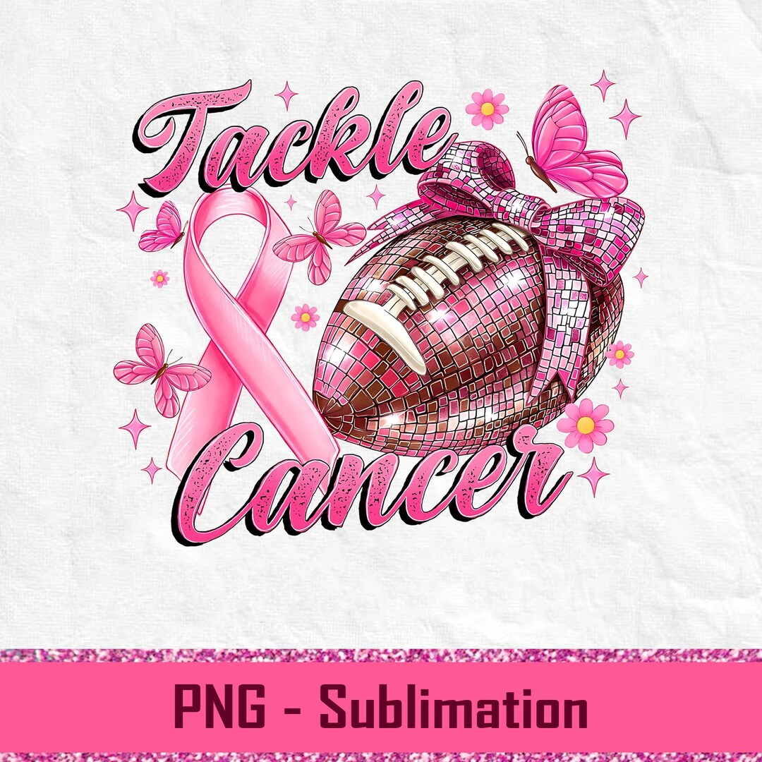 Football Pink Tackle Cancer Out Png, Breast Cancer Football Png, Breast ...