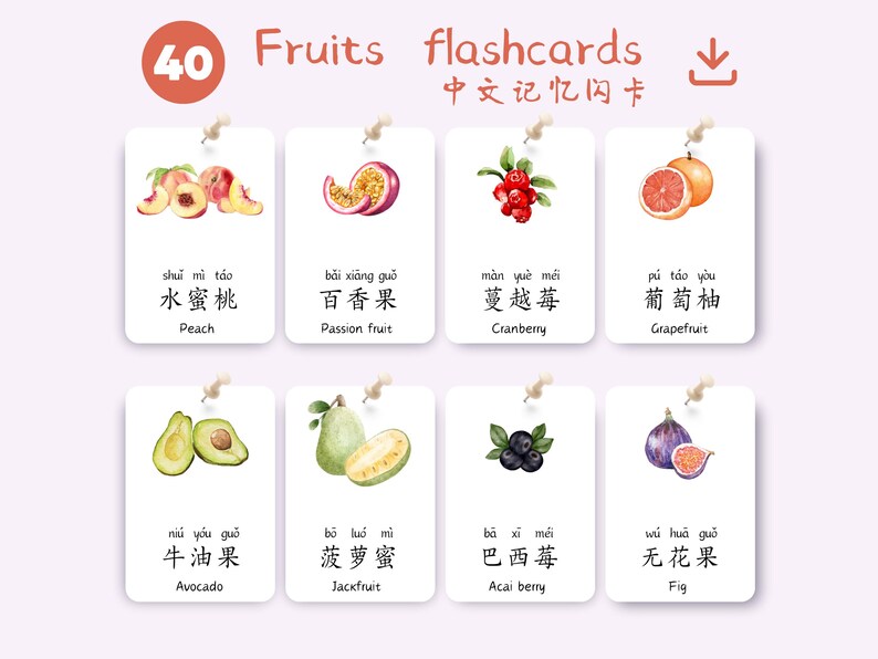40 Common Fruits - Chinese Flashcards ｜ Educational Games, Vocabulary ...