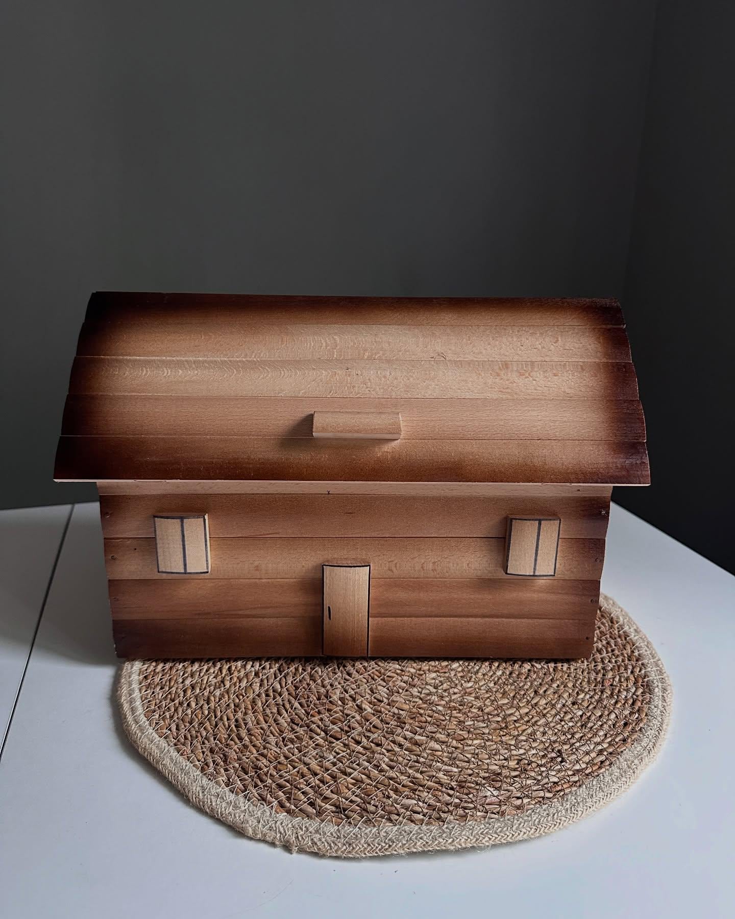 Handmade Wooden Bread Box, Floral Bread House, Bread Storage Bin ...