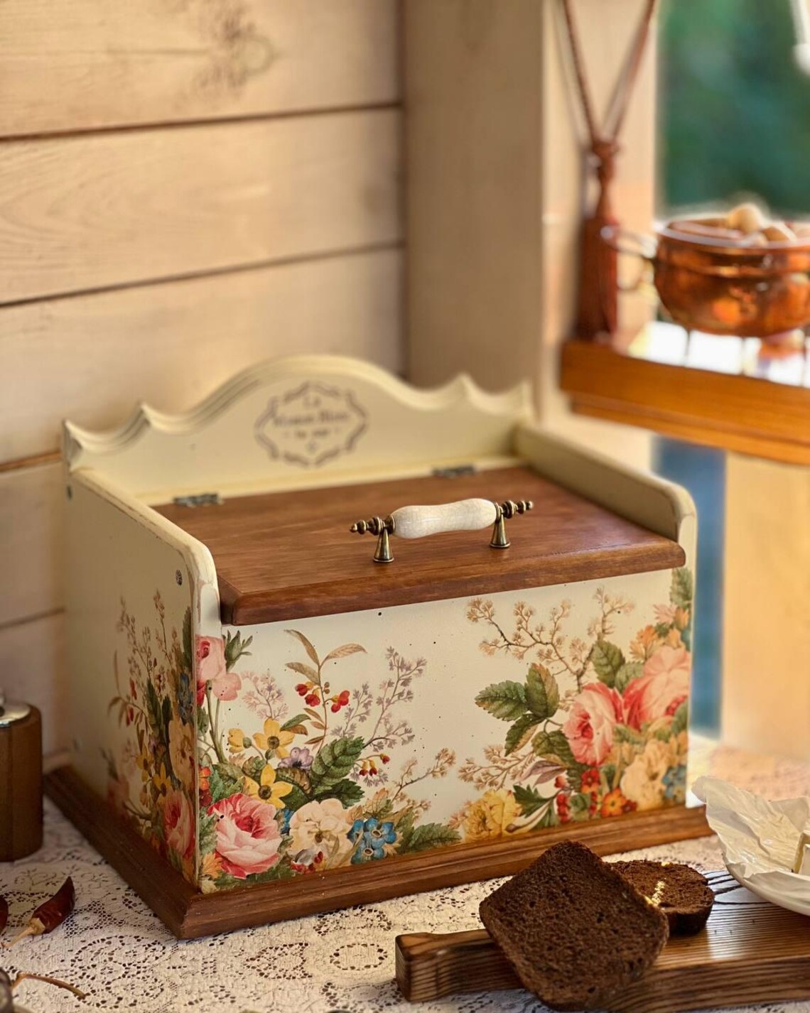 Handmade French Bread Box, Rustic Kitchen Storage, Farmhouse Style ...