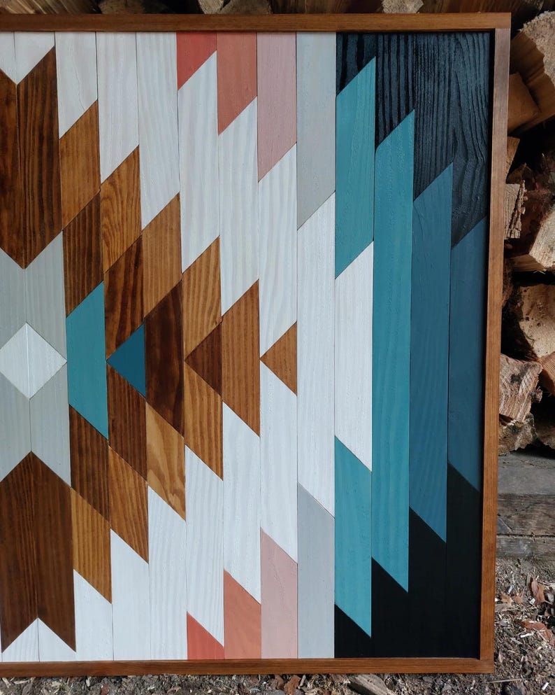 Large Aztec Wood Wall Art | Geometric Boho Wood Panel | Handmade Barn ...