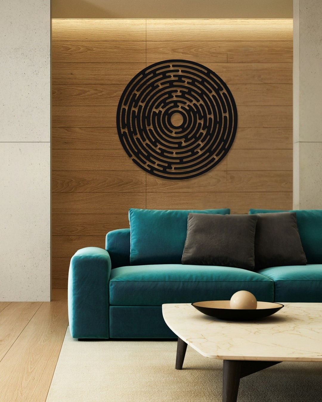 Labyrinth Wood Wall Art, Mandala Woden Art, Line Art Wall Decor ...