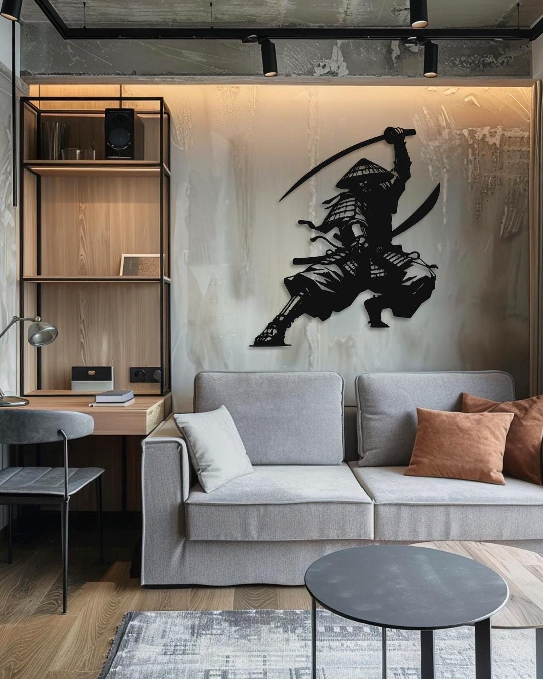 Samurai Wood Wall Art, Japanese Warrior Decor,game Room Decor, Man Cave ...