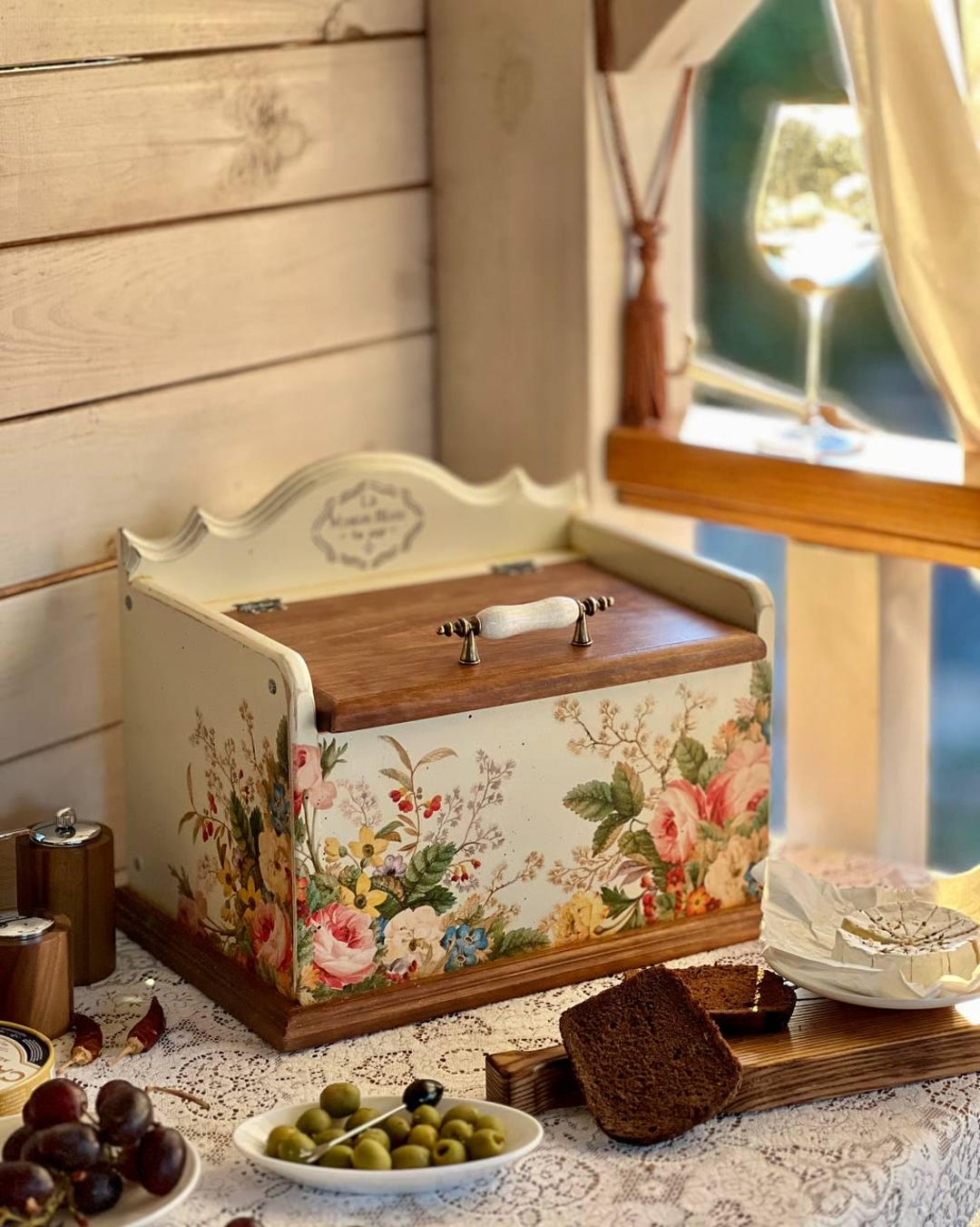 Handmade French Bread Box, Rustic Kitchen Storage, Farmhouse Style ...