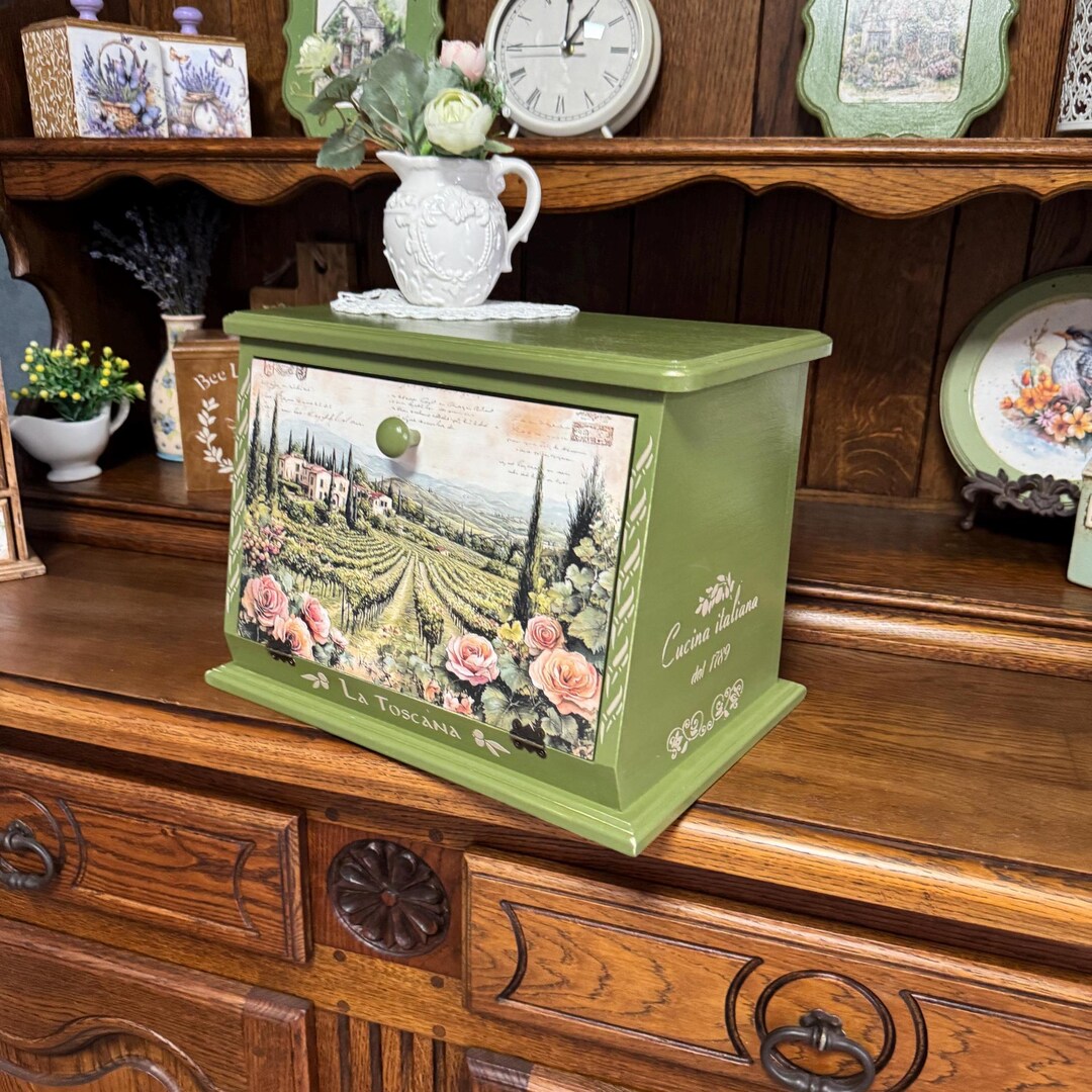 Handmade Vintage Style Bread Box | La Toscana Italian Kitchen Decor ...