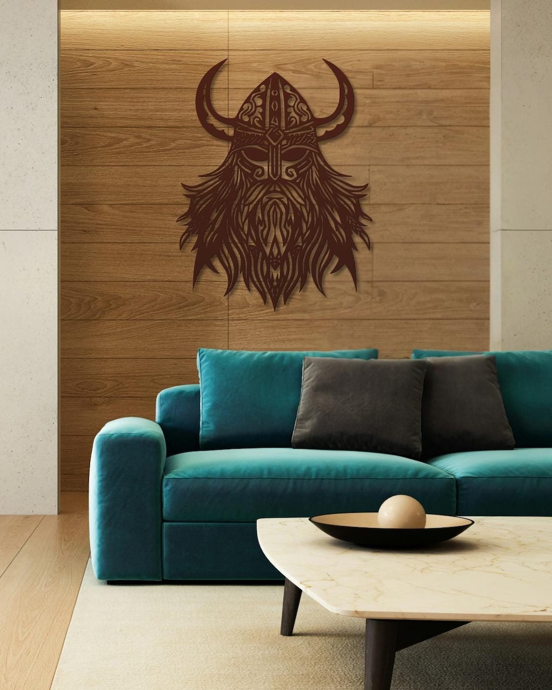 Norse Wood Wall Art, Viking Warrior Art 3D Wood Wall Art Wooden Decor ...