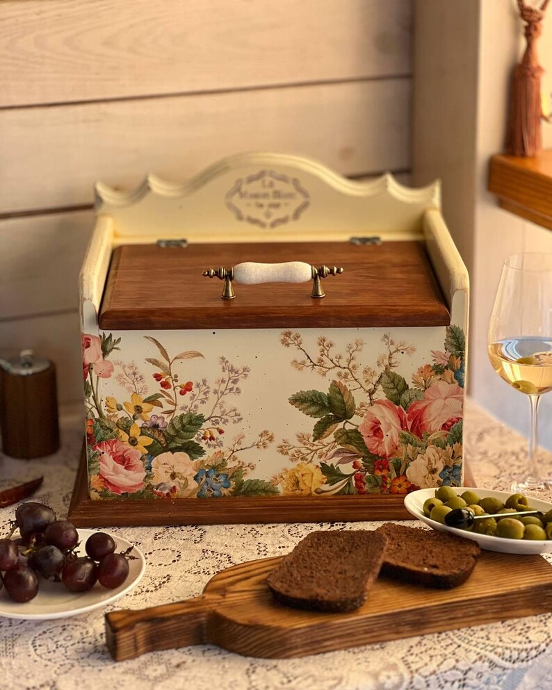 Handmade French Bread Box, Rustic Kitchen Storage, Farmhouse Style ...