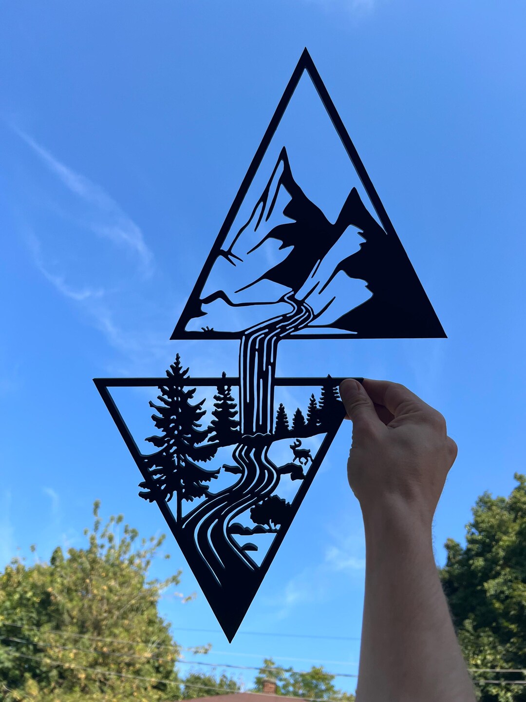 Geometric Mountain Wall Art With Natural Scenery Design, Handmade ...