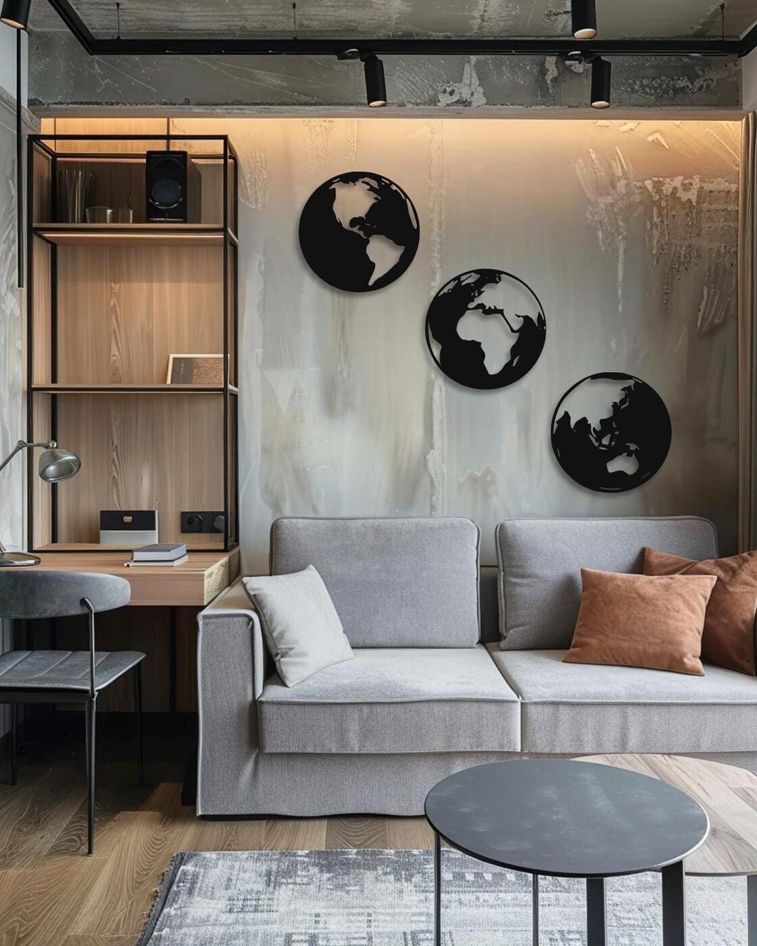 3D World Map Wall Art, 3 Pieces Round Wood World Map, Continents Wood ...