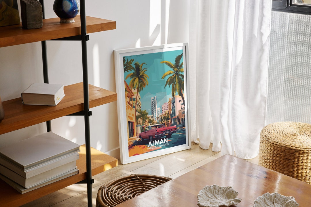 Ajman travel print United Arab Emirates, Ajman travel poster, United ...