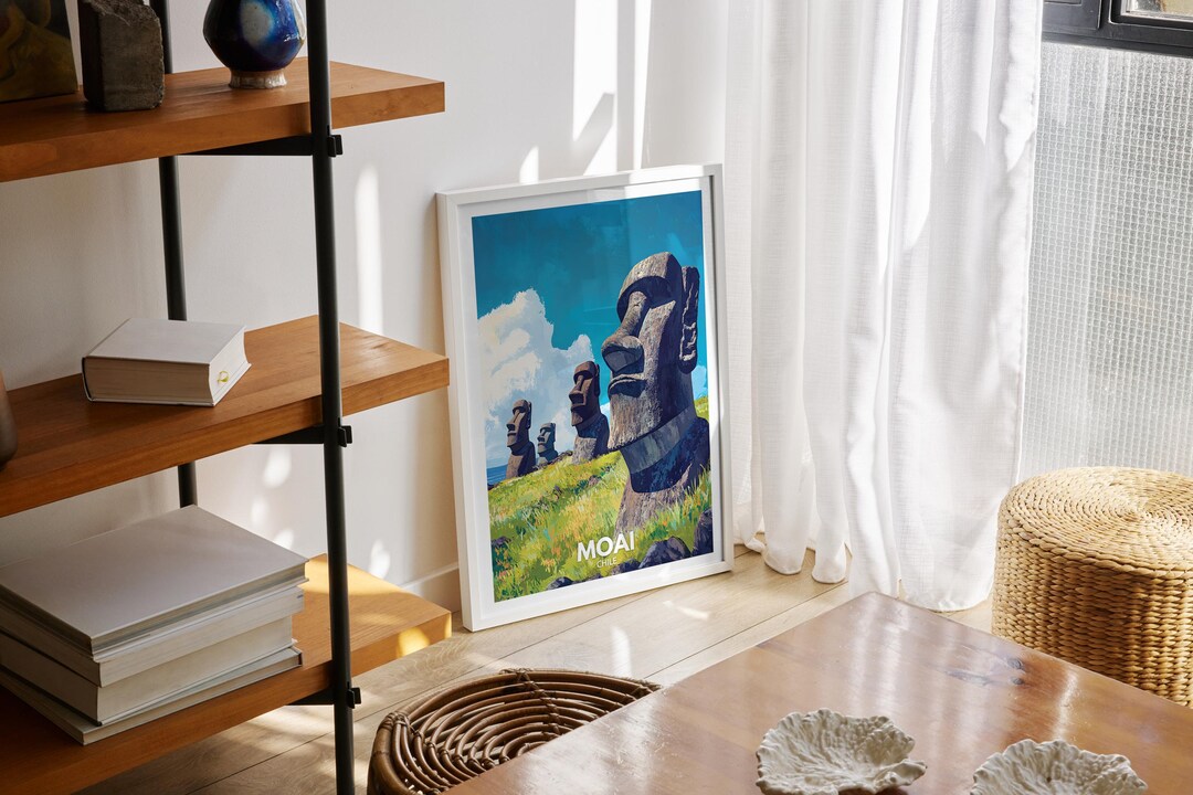 Moai Print - Chile, Moai Poster, Chile Travel Art Poster, Chile Wall ...