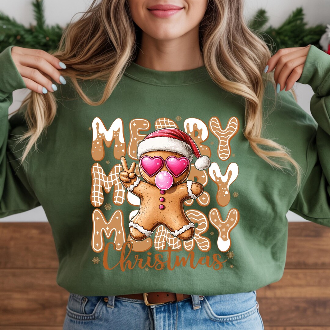 Gingerbread Christmas Shirt, Cute Merry Christmas Tee, Holiday Shirt ...