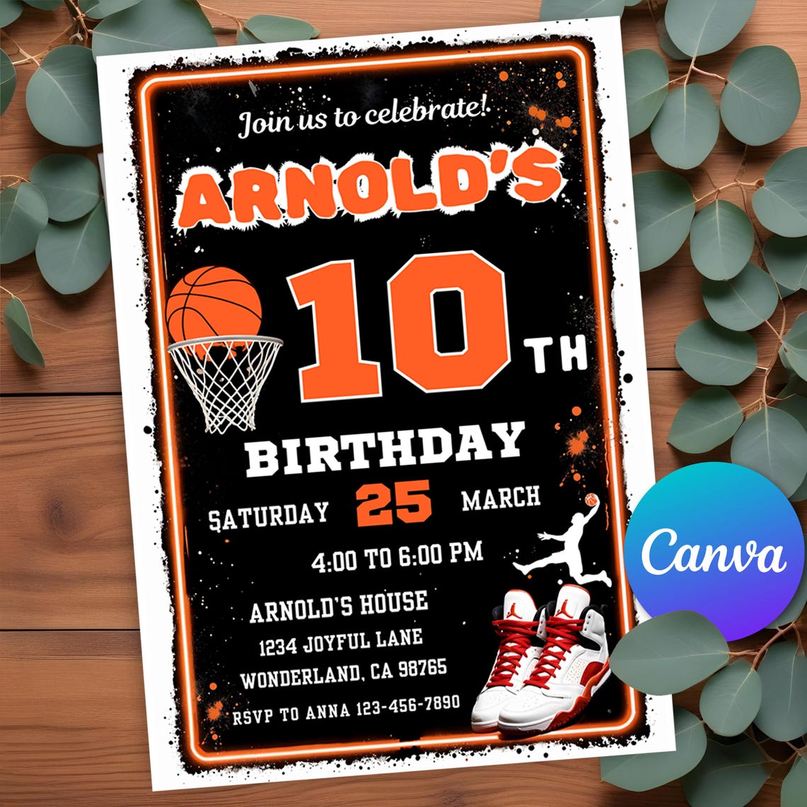 Editable Basketball Birthday Invitation, Basketball Sports Invite, Boys ...