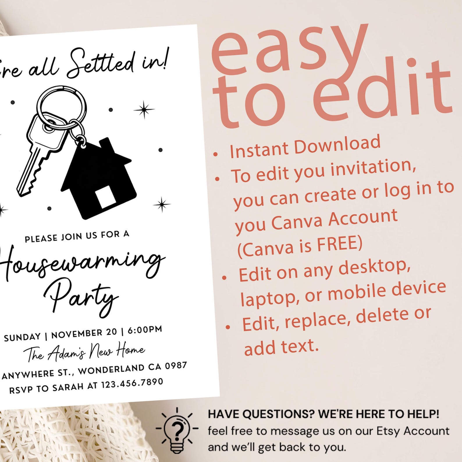 Editable House Warming Invitation, Housewarming Party Invitation, Home ...