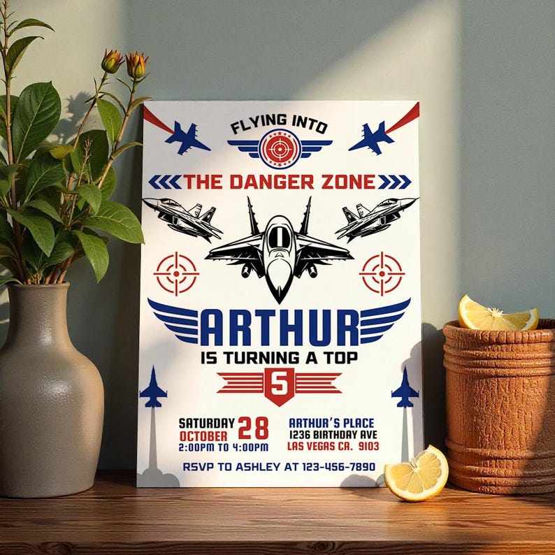 Editable Fighter Pilot Invitation, Fighter Jet Pilot Invitation Boy ...