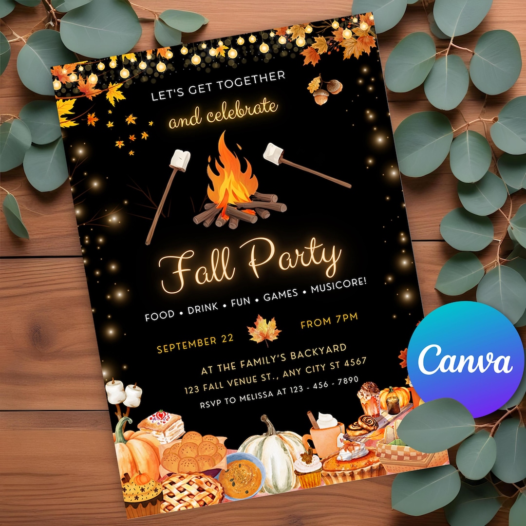 Editable Fall Party Invitation, Fall Invitation, Fall Harvest Party ...