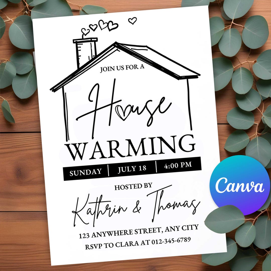 Editable House Warming Invitation, House Warming Party, Minimalist New ...