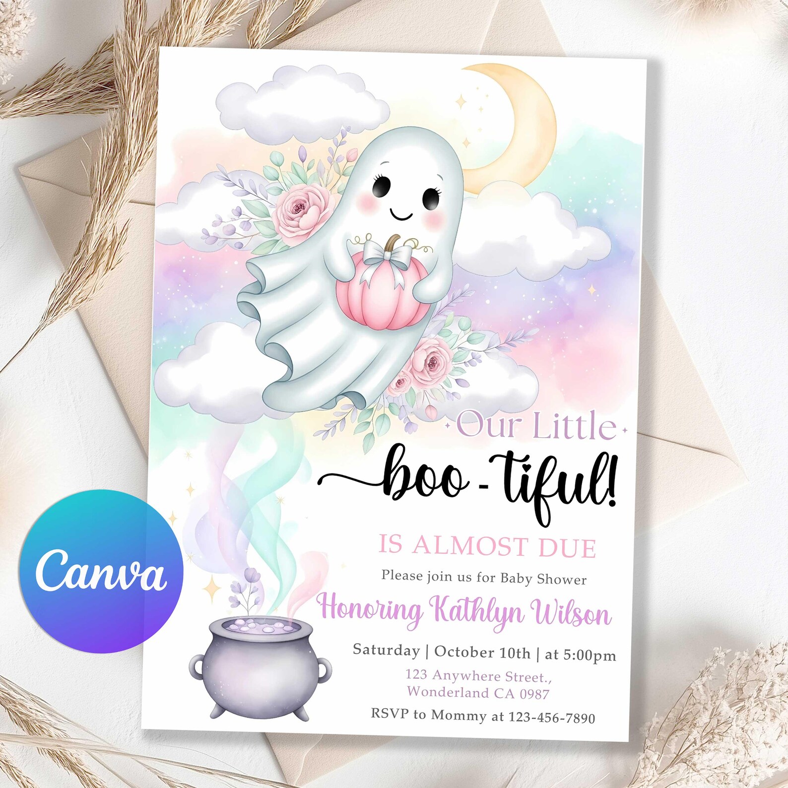 Editable A Little Boo is Almost Due Baby Shower Invitation, Halloween ...