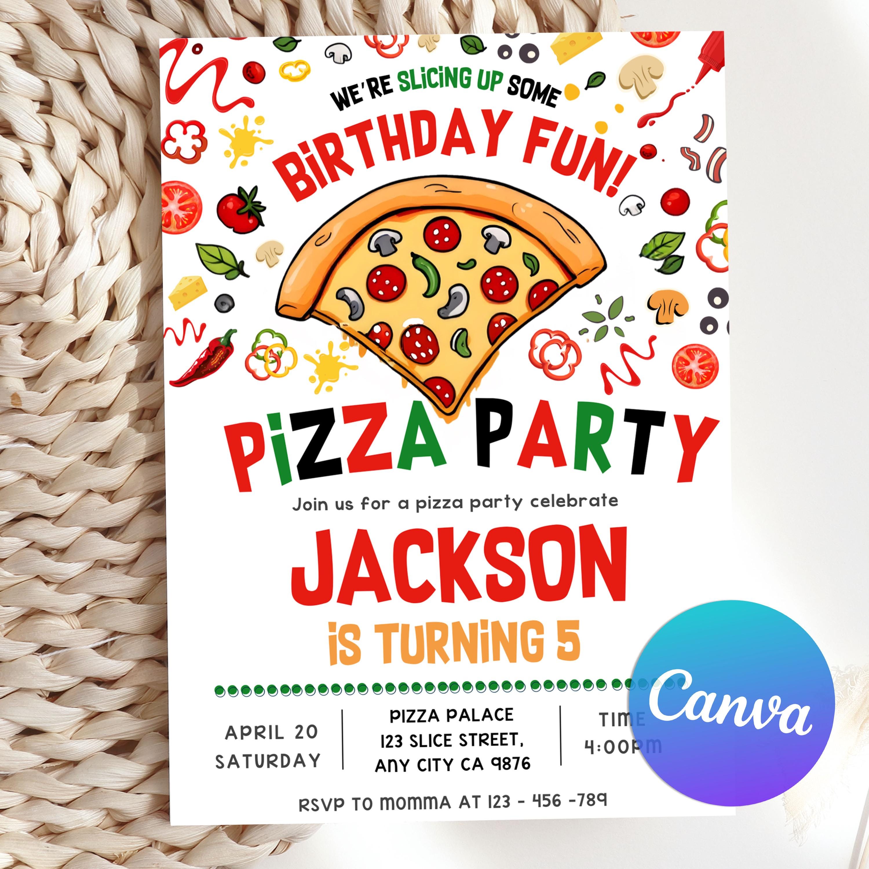 Editable Pizza Party Birthday Invitation, Pizza Party Invitation, Pizza ...