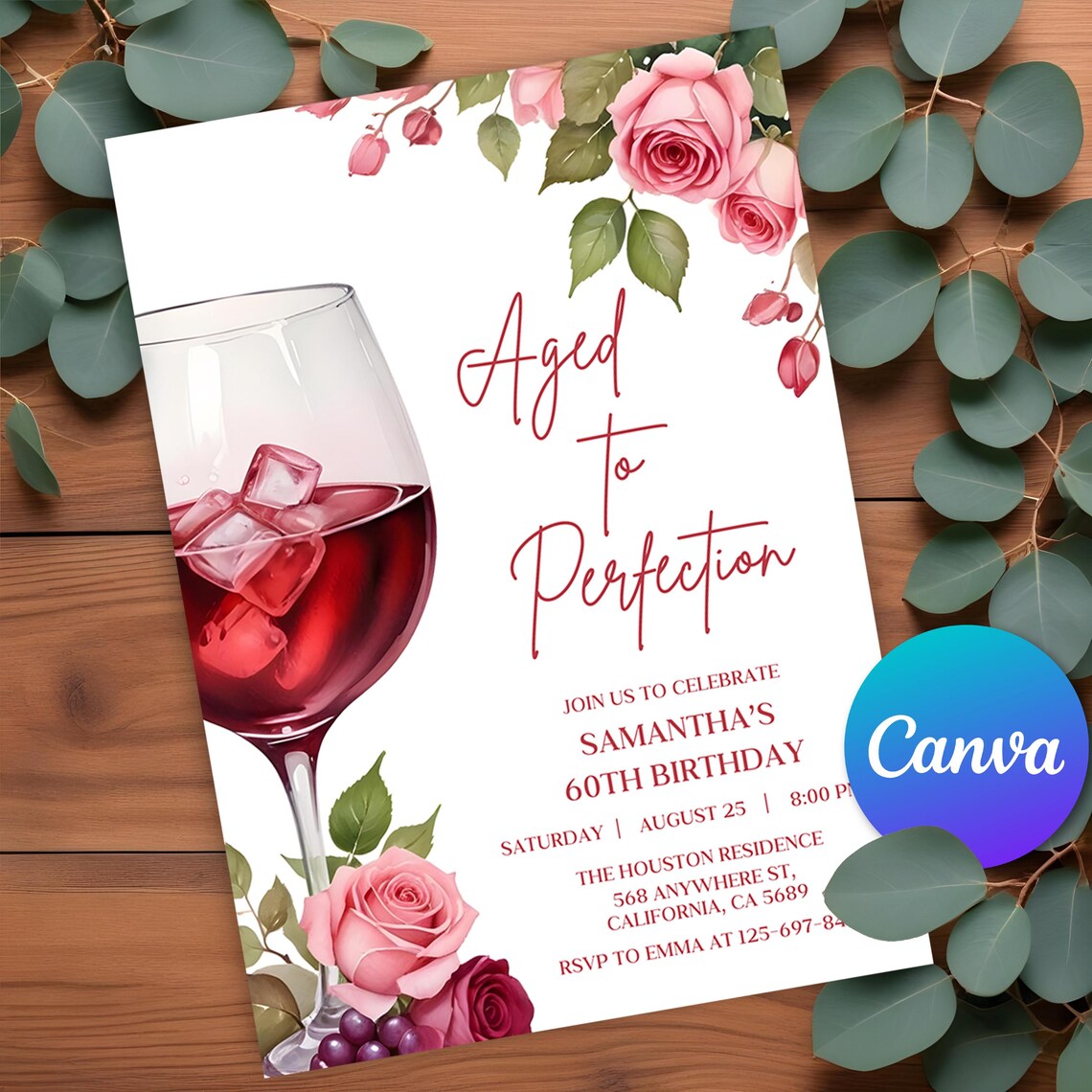 Editable Aged to Perfection Invitation, Wine Birthday Invitation, Fine ...